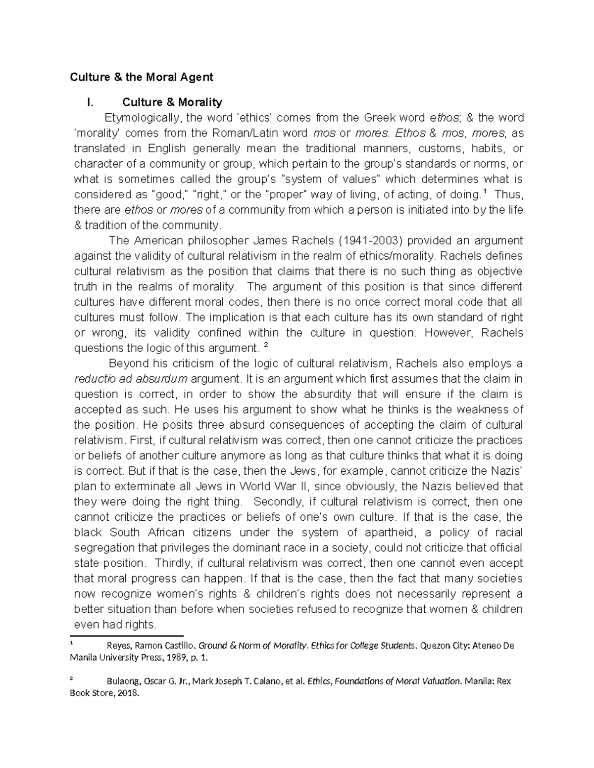 Culture Moral - Keep note with this! - Culture & the Moral Agent I ...