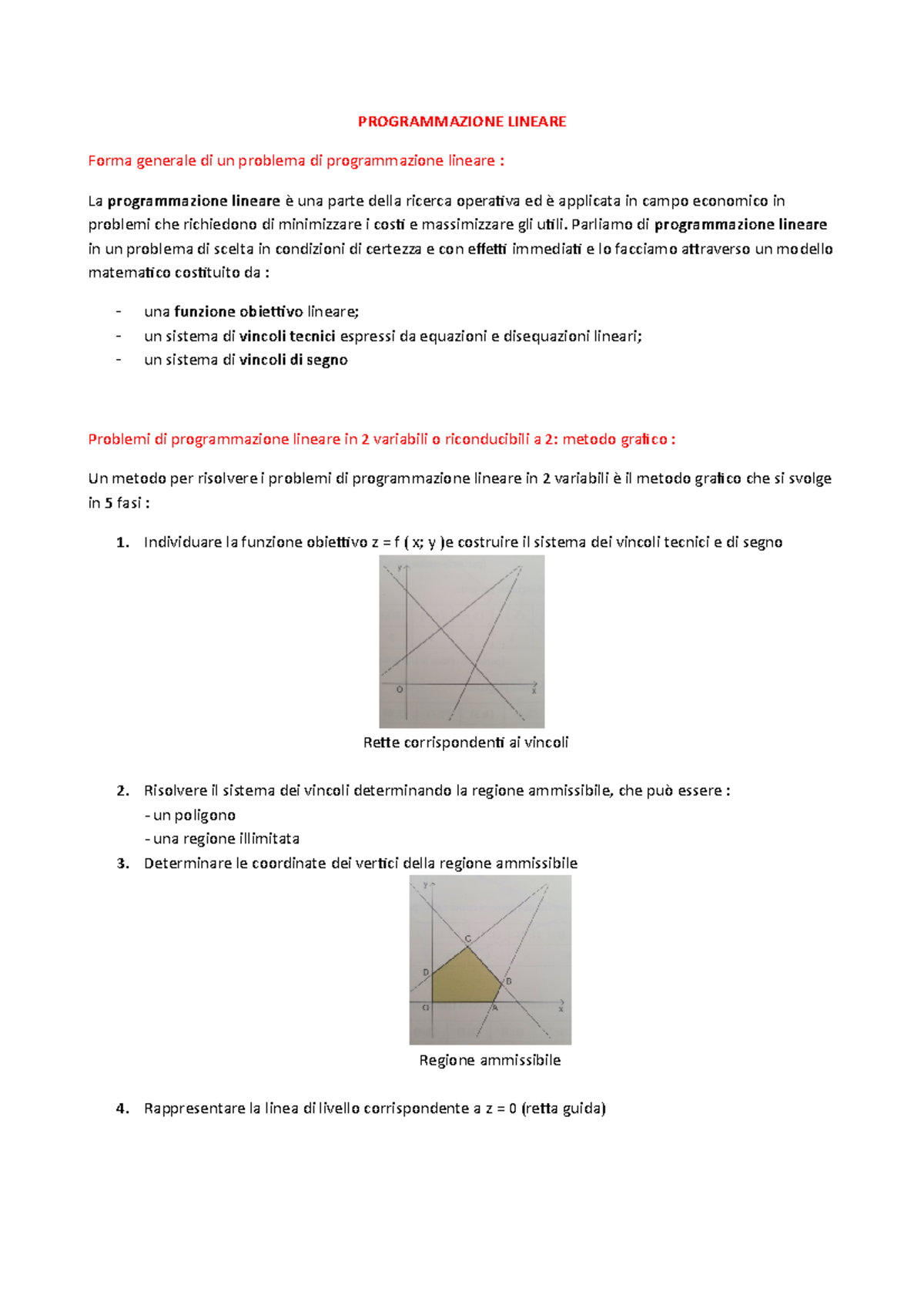 Modulo 3; Programmazione Lineare - PROGRAMMAZIONE LINEARE Forma ...