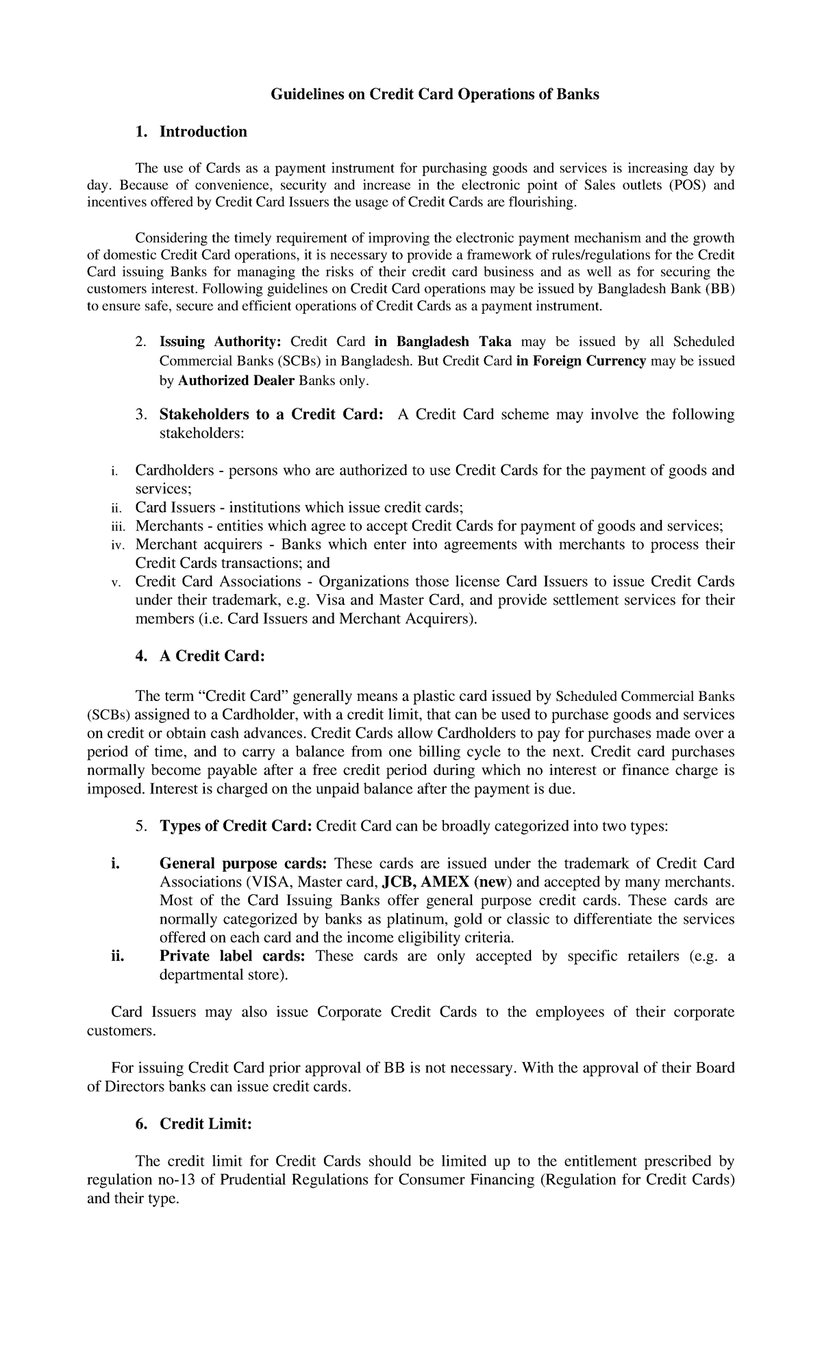 Cc operation bank - Lecture notes 1-323 - Guidelines on Credit Card ...