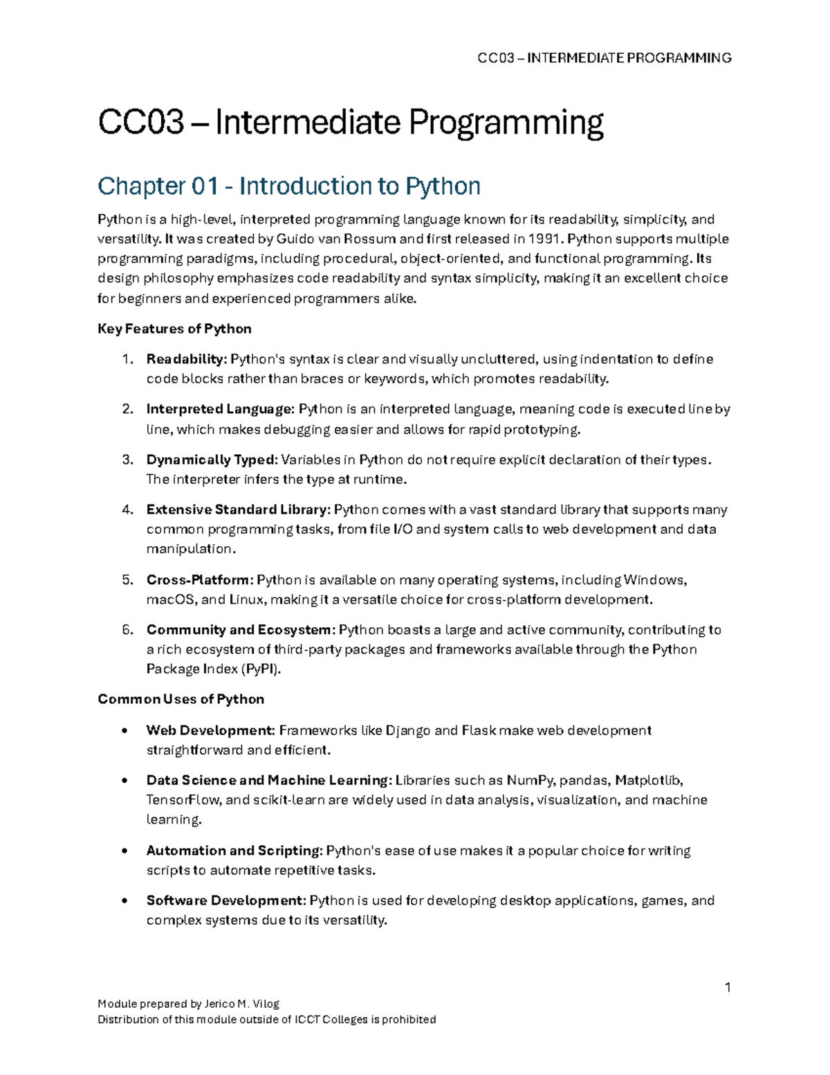 Chapter 01 - Introduction and Review of Basic Concepts - 1 Module prepared by Jerico M. Vilog ...