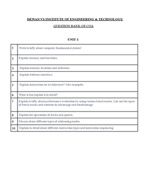 Question Bank COA - Computer Organization and Architecture - KTU - Studocu