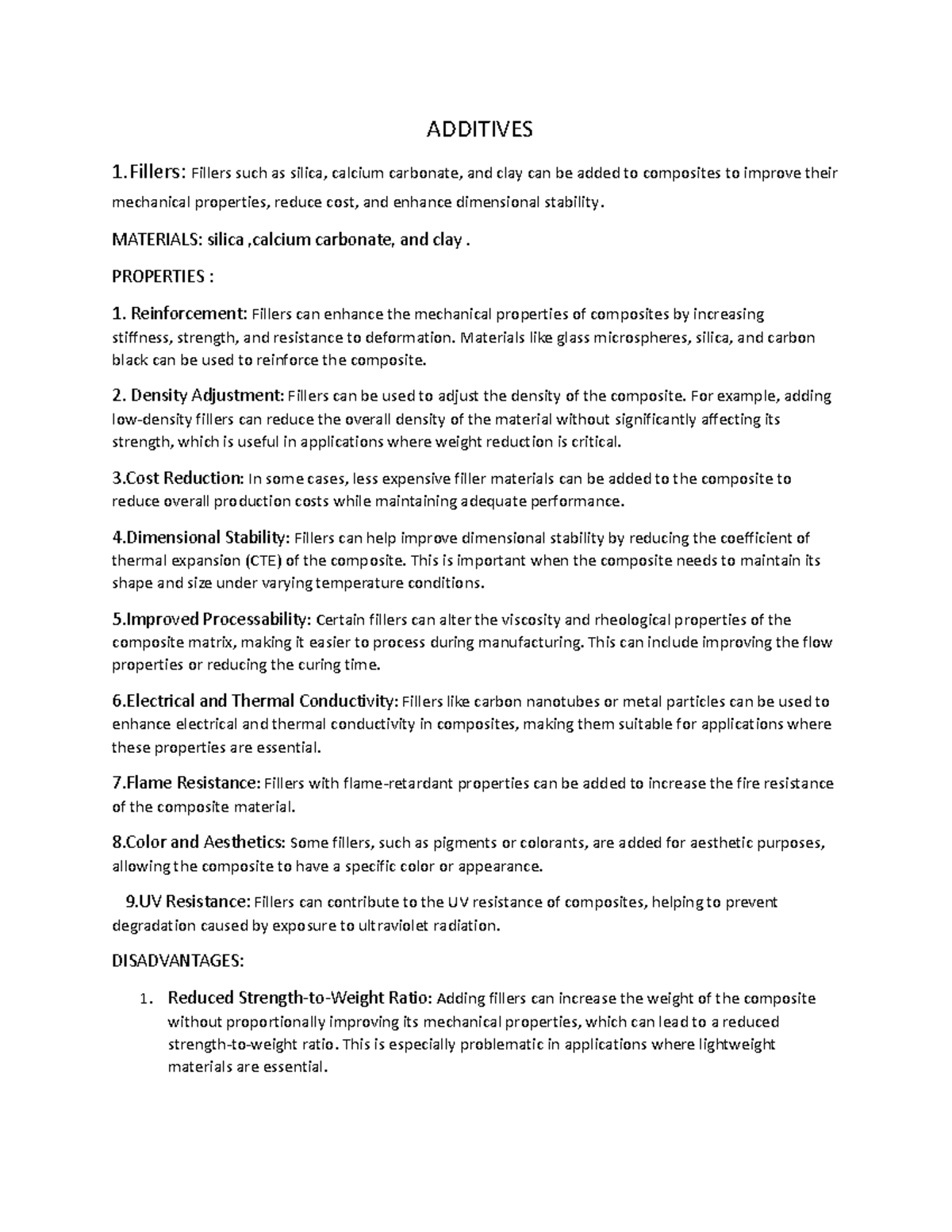 Additive 1 - ADDITIVES 1: Fillers such as silica, calcium carbonate ...