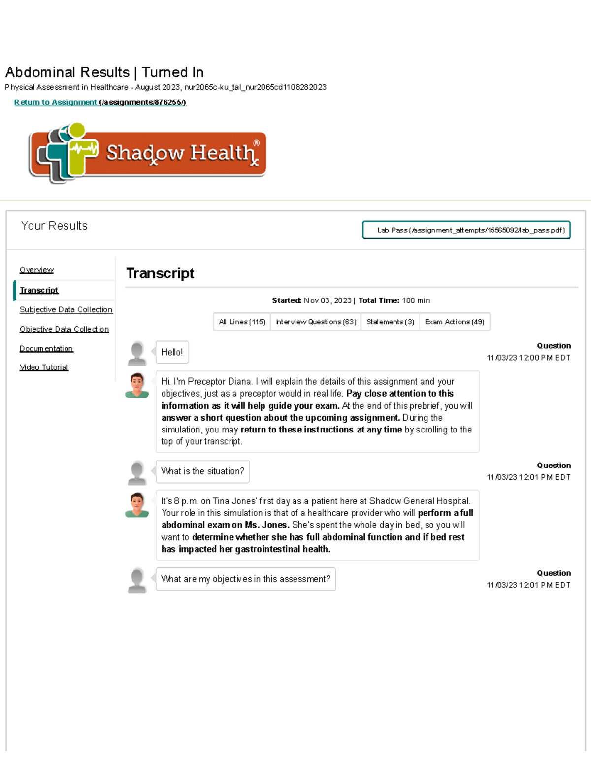 Abdominal Transcript - Abdominal Results | Turned In Physical ...