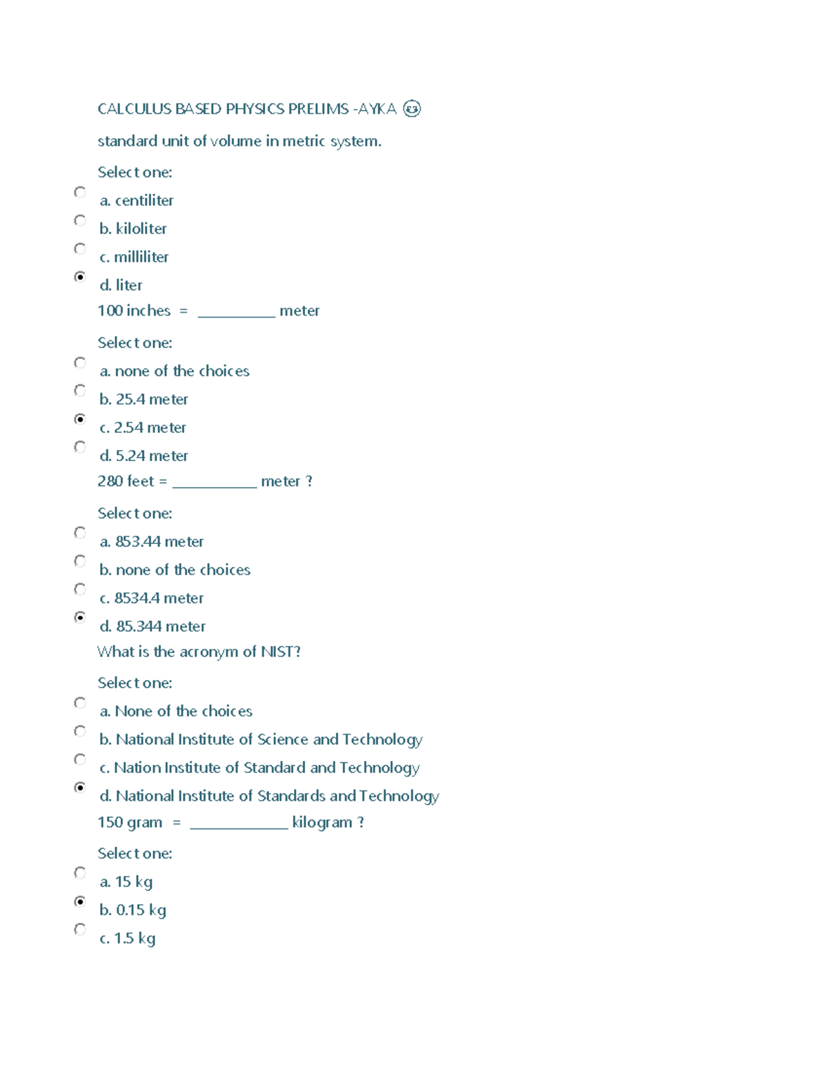 Calculus Based Physics Prelim Exam.pdf · version 1 - CALCULUS BASED ...