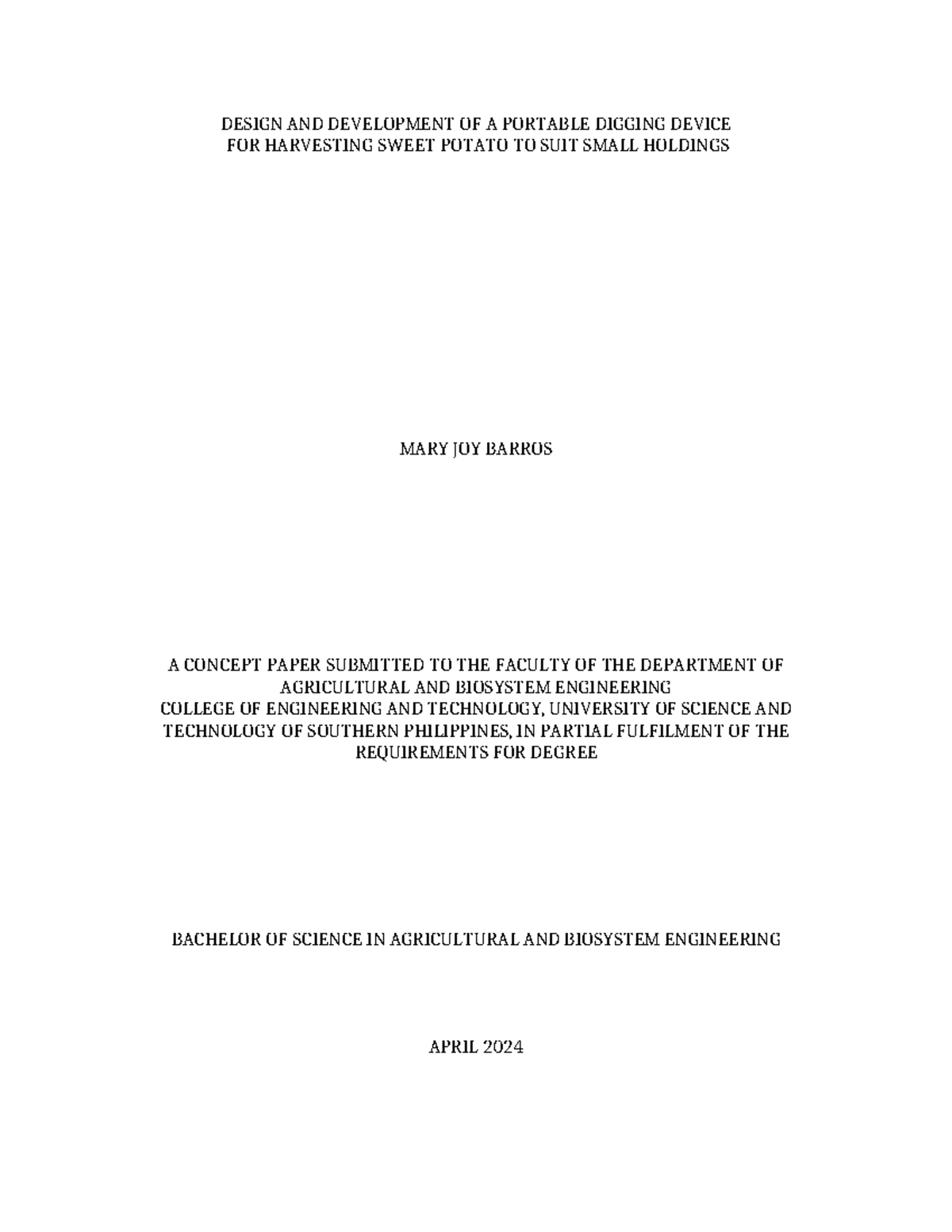 Concept Paper - a thesis proposal - DESIGN AND DEVELOPMENT OF A ...