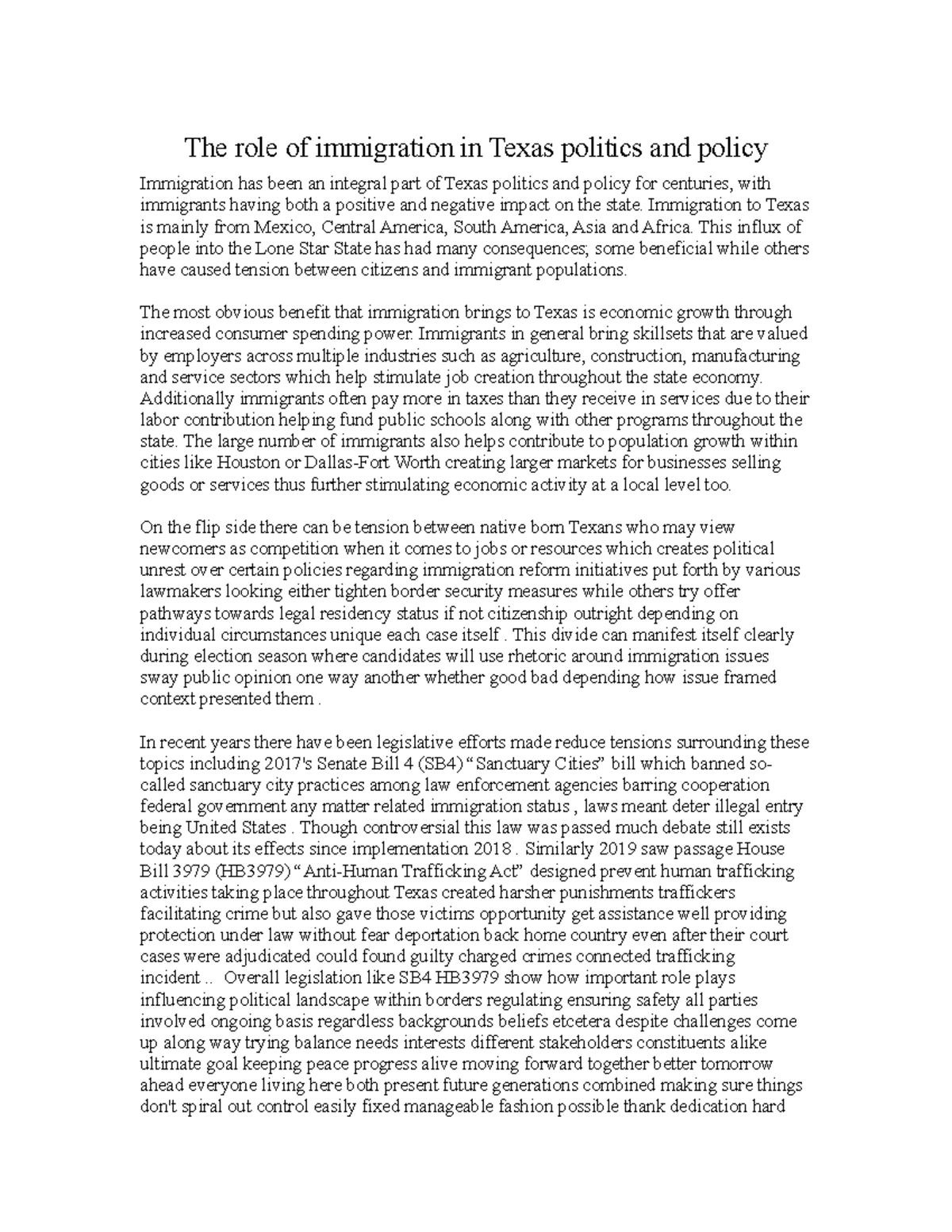 The role of immigration in Texas politics and policy - The role of ...