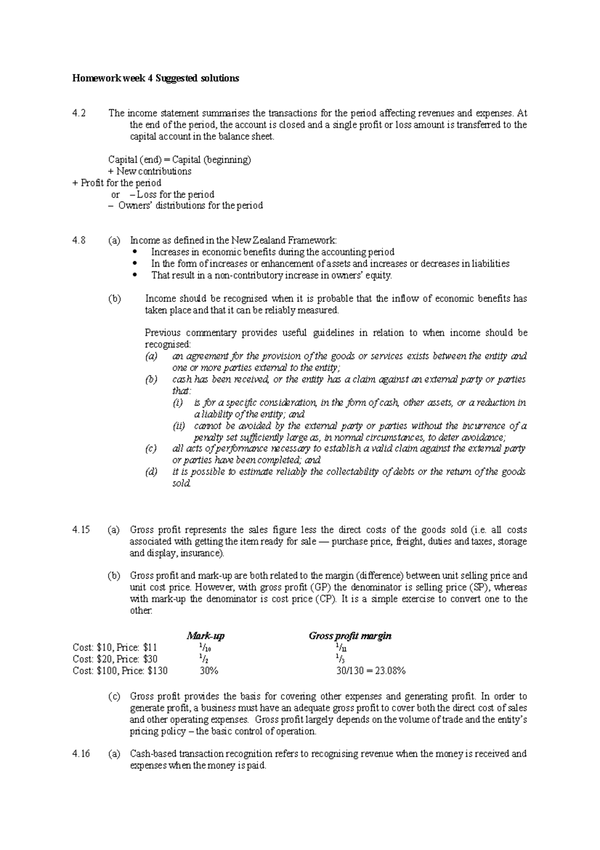 ACCT102 Homework 3 Solutions - Homework week 4 Suggested solutions 4 The income statement ...
