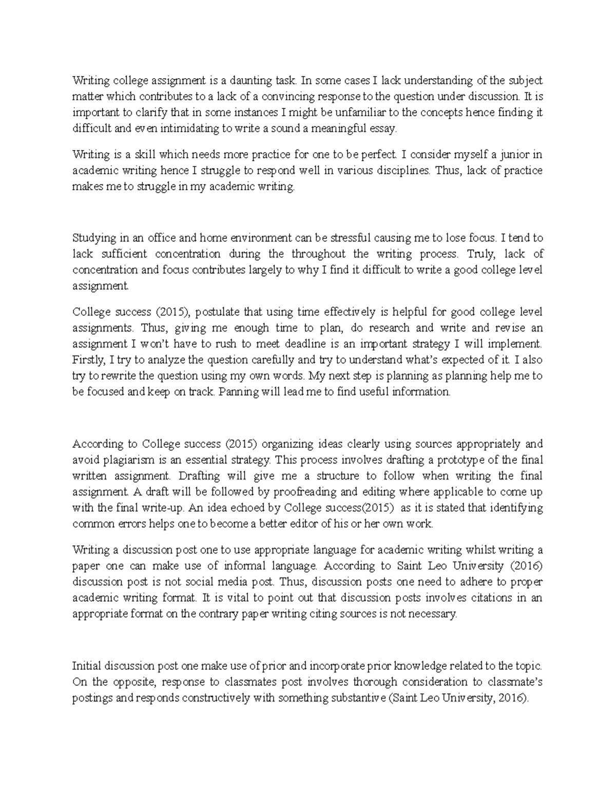 College Homework Example