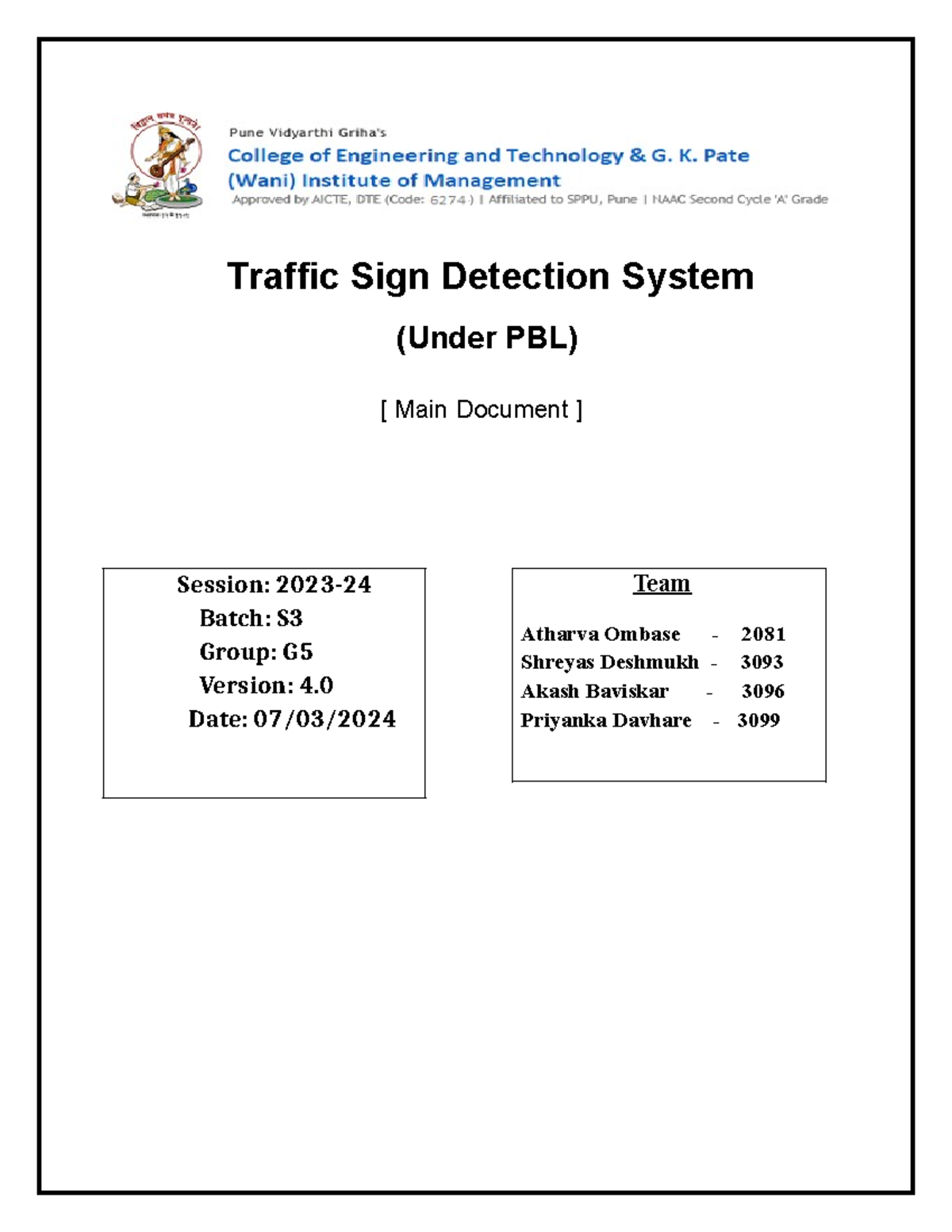 Project Report - sjhvsjhv - Traffic Sign Detection System (Under PBL ...