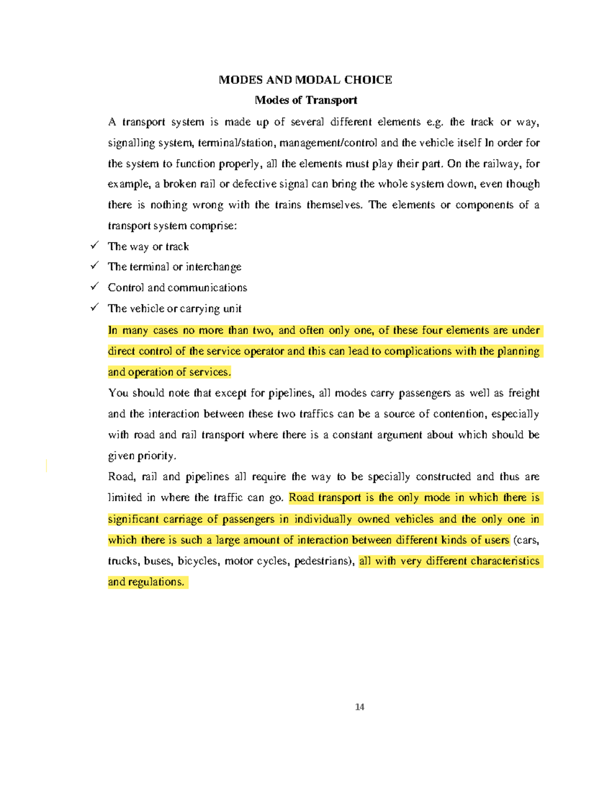 Topic 2 Modal Choice - MODES AND MODAL CHOICE Modes of Transport A ...
