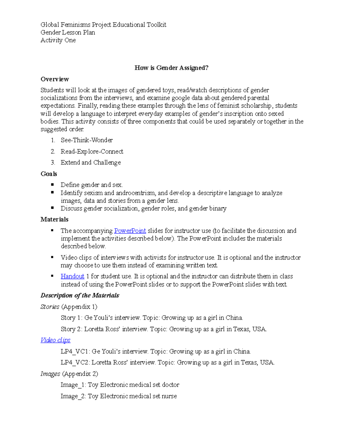 Gender Activity - Gender Lesson Plan Activity One How is Gender ...