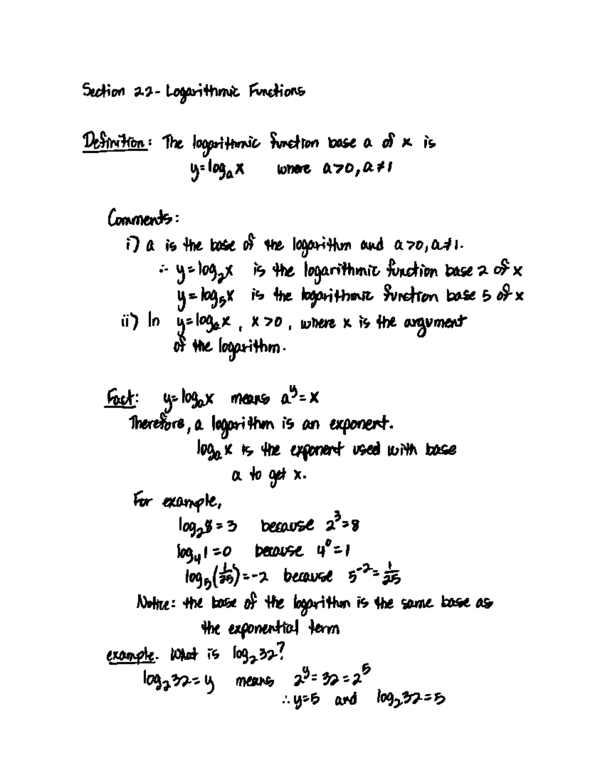 Section 2.2 - Logarithmic Functions - Math 125.3 - Studocu