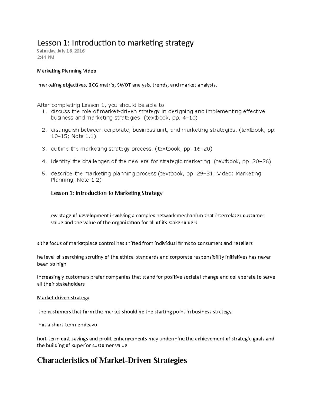 Chapter 1 Introduction to marketing strategy - Lesson 1: Introduction ...