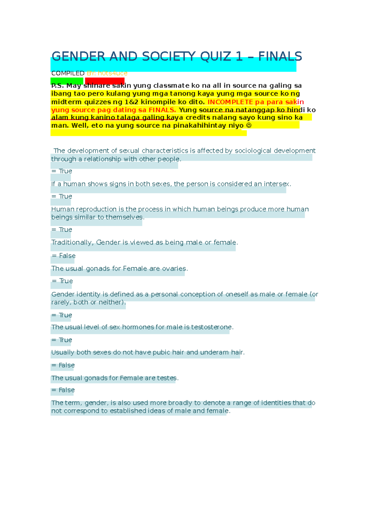 Gender-and-society-all-in-source compress - GENDER AND SOCIETY QUIZ 1 ...