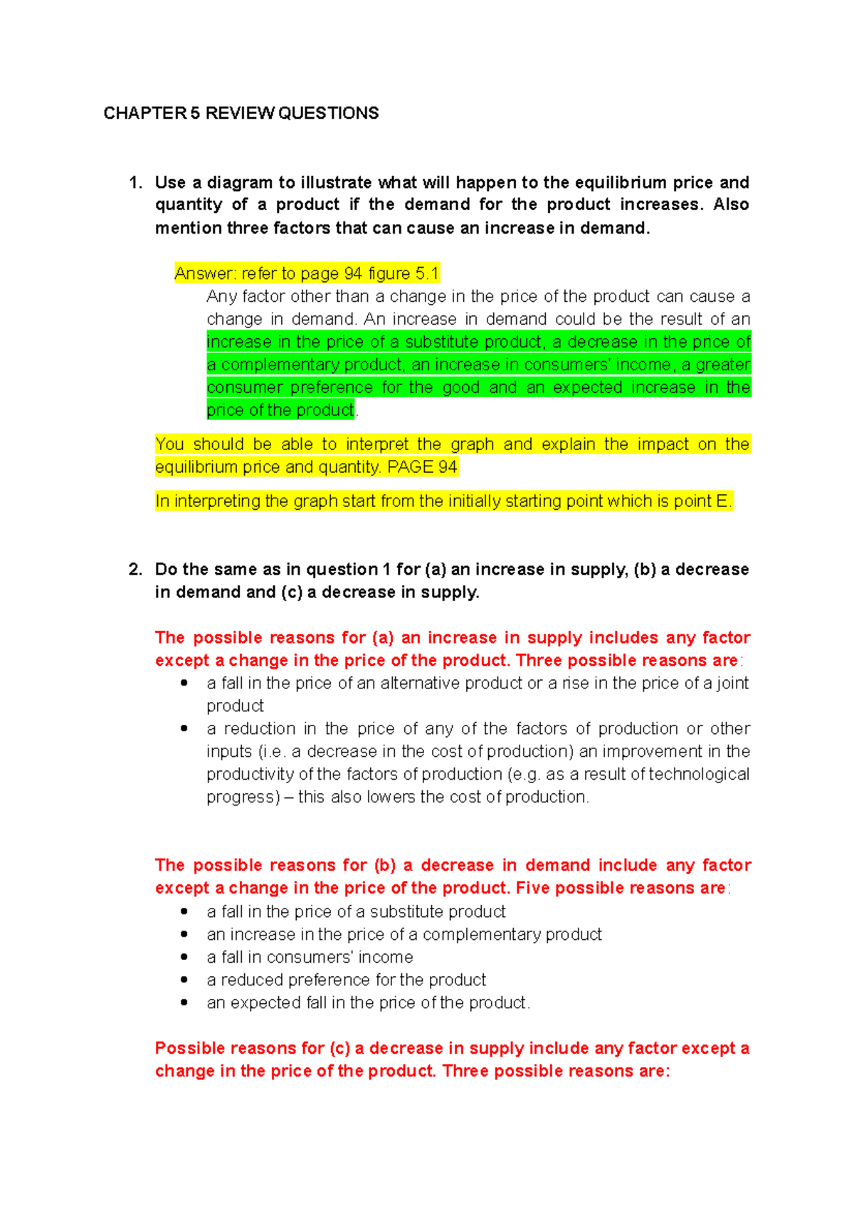 Chapter 5 Review Questions - CHAPTER 5 REVIEW QUESTIONS 1. Use a ...