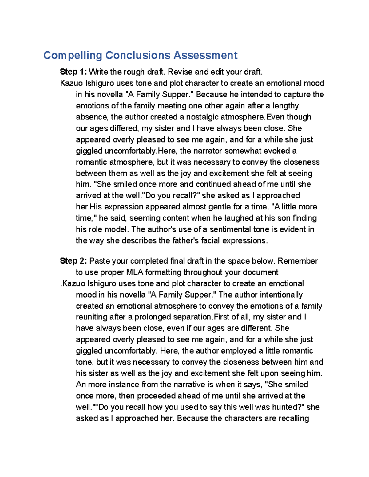 S - flvs - Compelling Conclusions Assessment Step 1: Write the rough ...