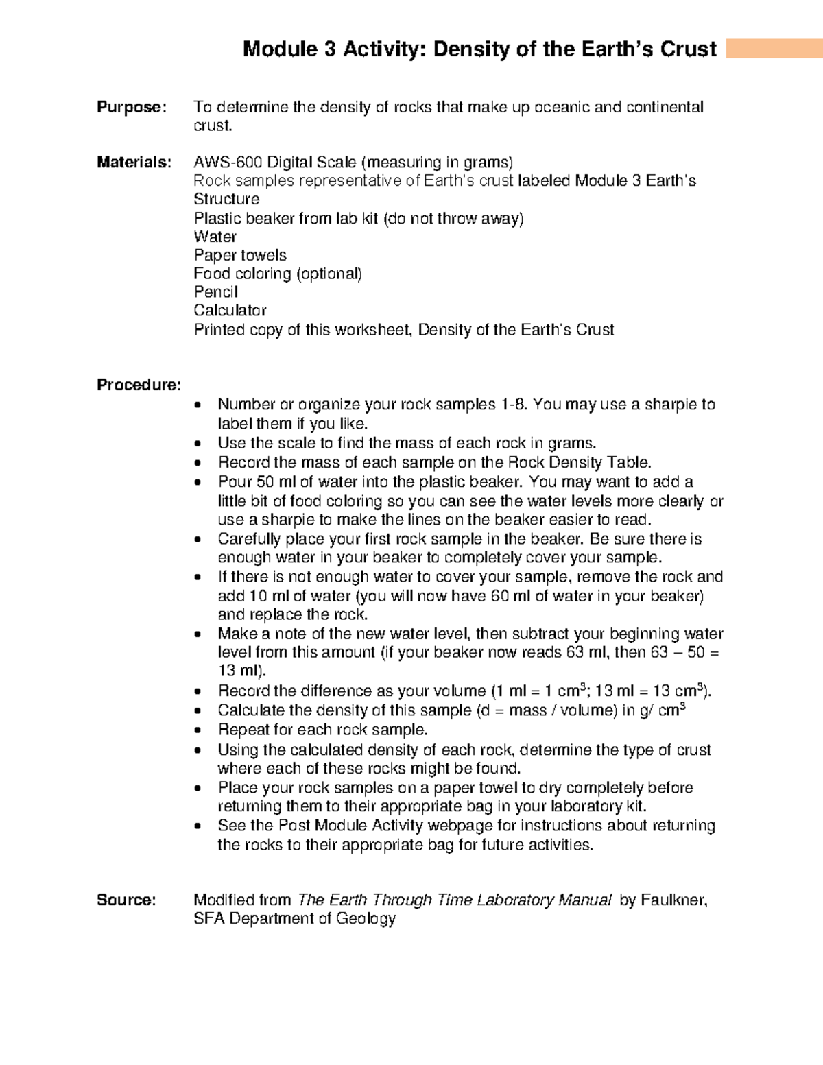 Density of the Earth's Crust - Module 3 Activity: Density of the Earth ...