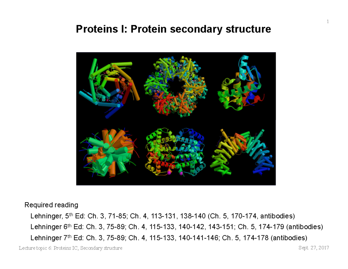 6-proteins-IC - Notes - Proteins I: Protein secondary structure ...