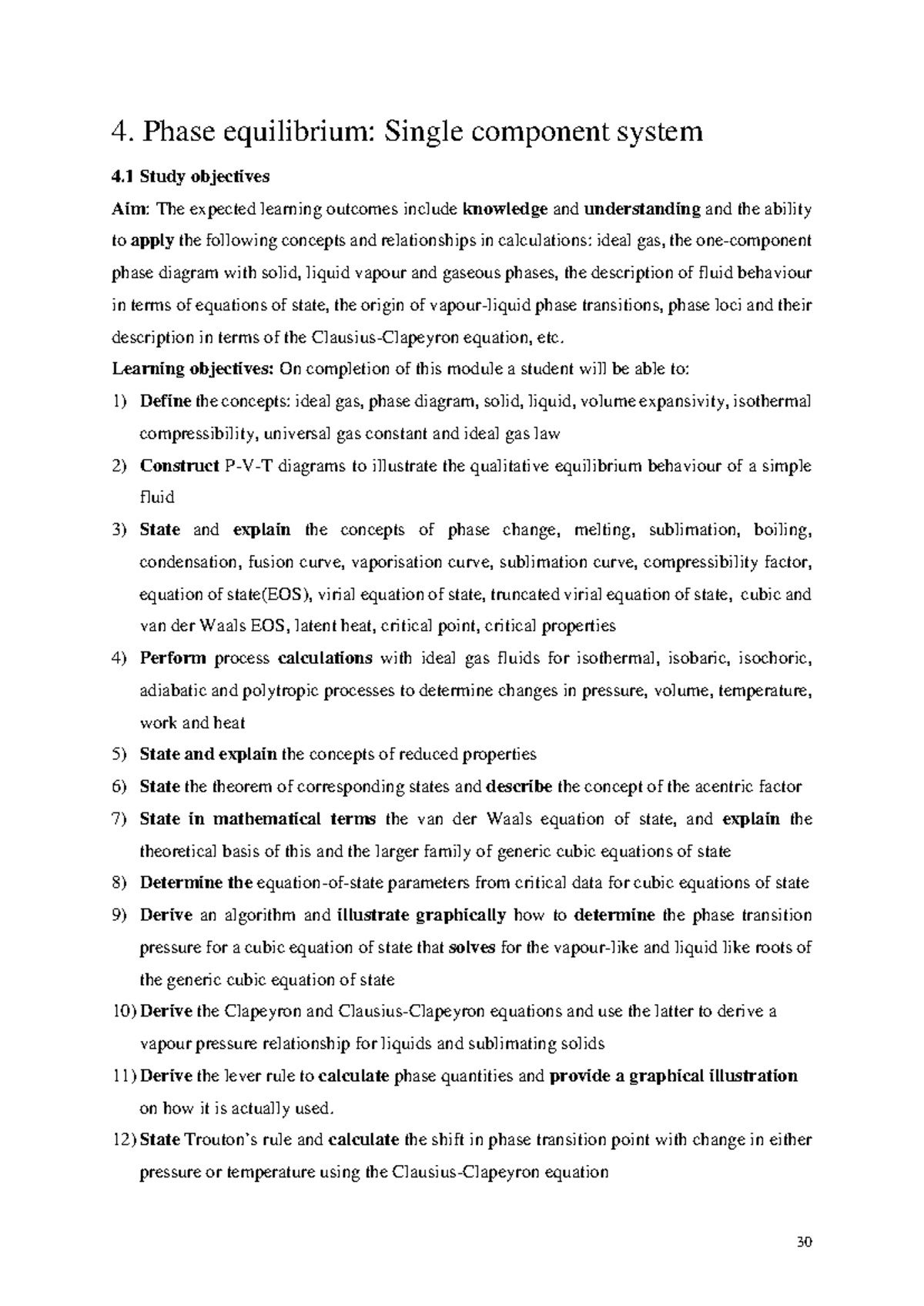 4-Single component systems - 4. Phase equilibrium: Single component system 4 Study objectives ...