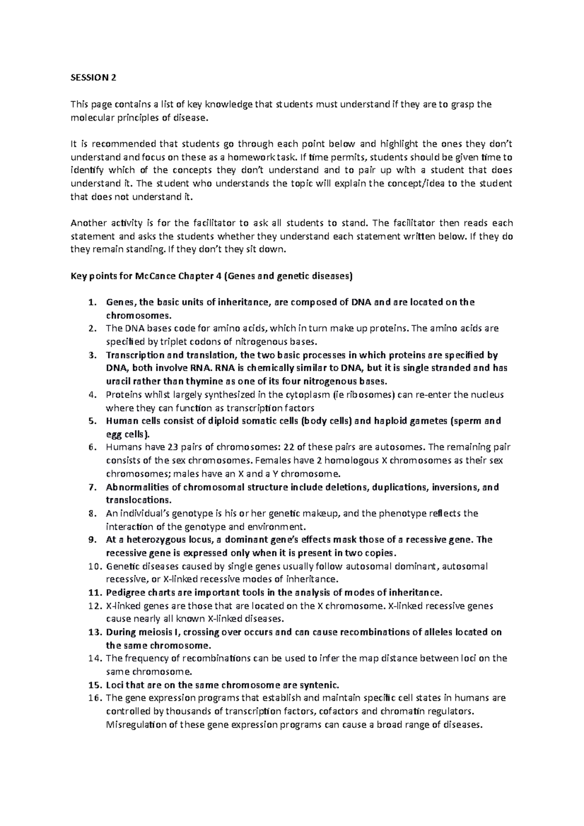 2.6 Key Points for session 2 molecular genetics - SESSION 2 This page ...