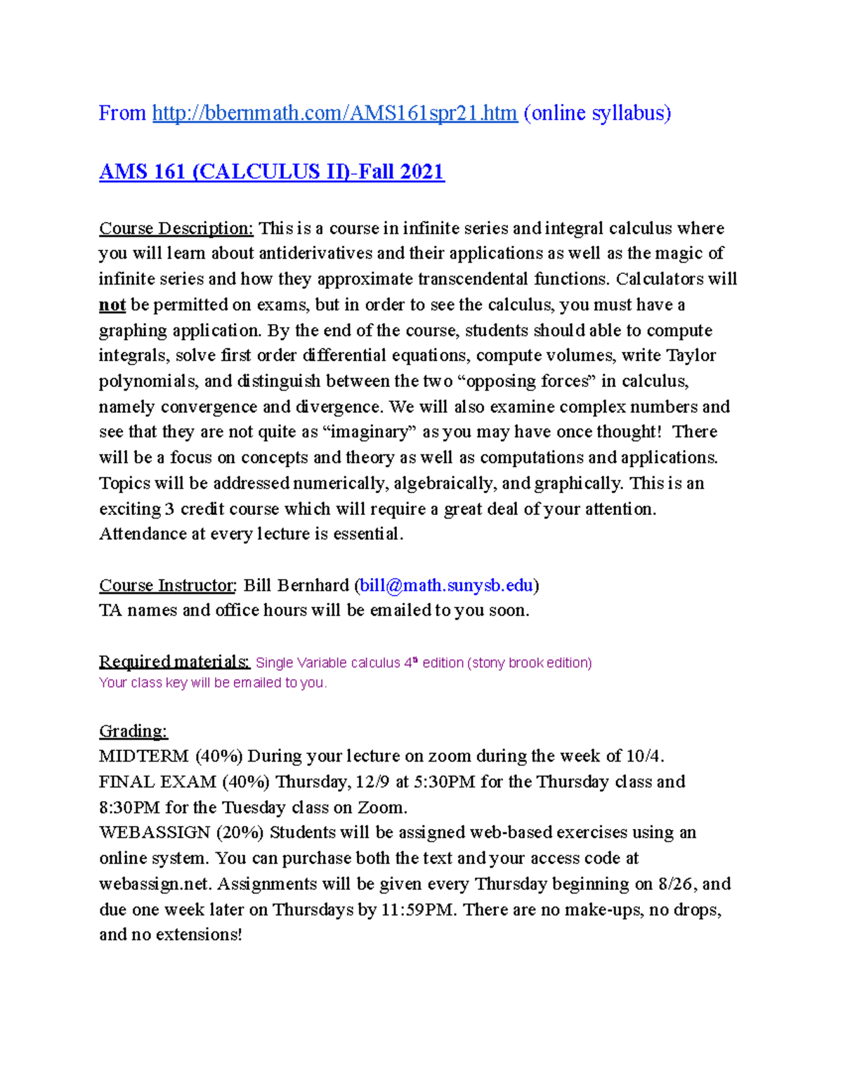 Ams 161 syllabus - From bbernmath/AMS161spr21.htm (online syllabus) AMS ...