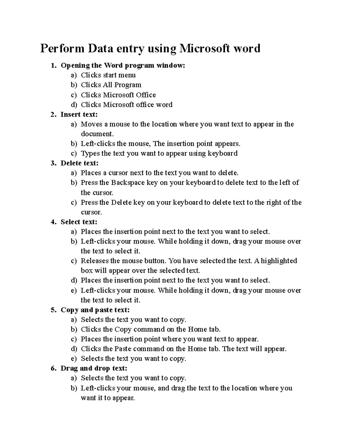 Practical 2-Microsoft word - Perform Data entry using Microsoft word ...