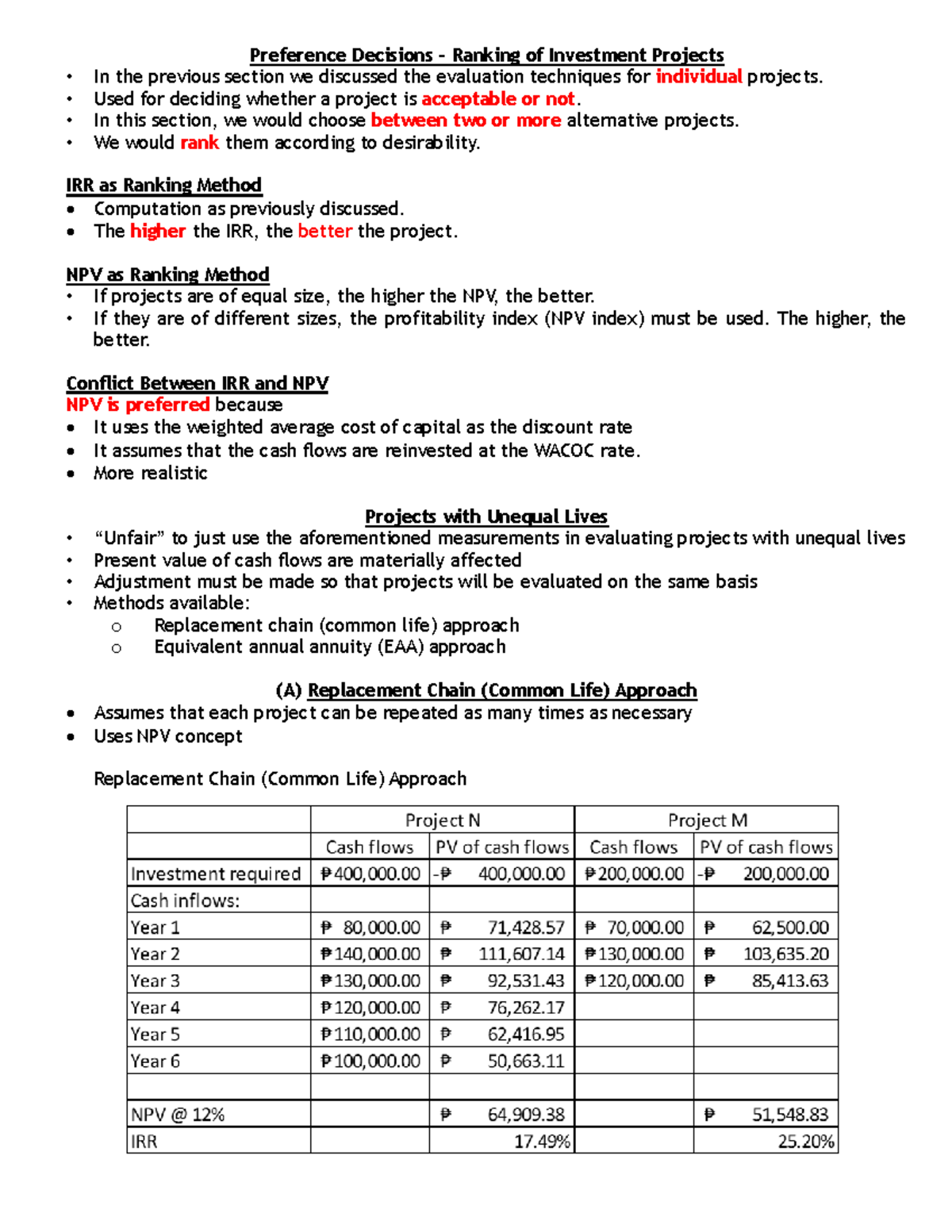 Part 9 Chap 13 Capital Investment Decisions - Preference Decisions ...