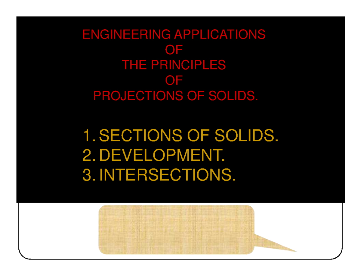 1. Section Developement And Intersection - 1. SECTIONS OF SOLIDS OF ...
