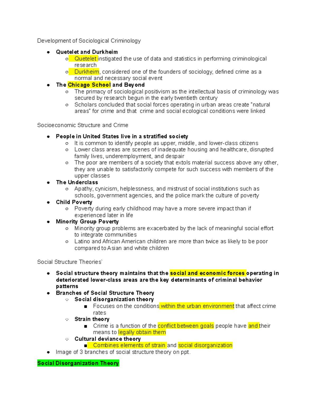 Chapter 6 Social Structure Theories - Development of Sociological ...