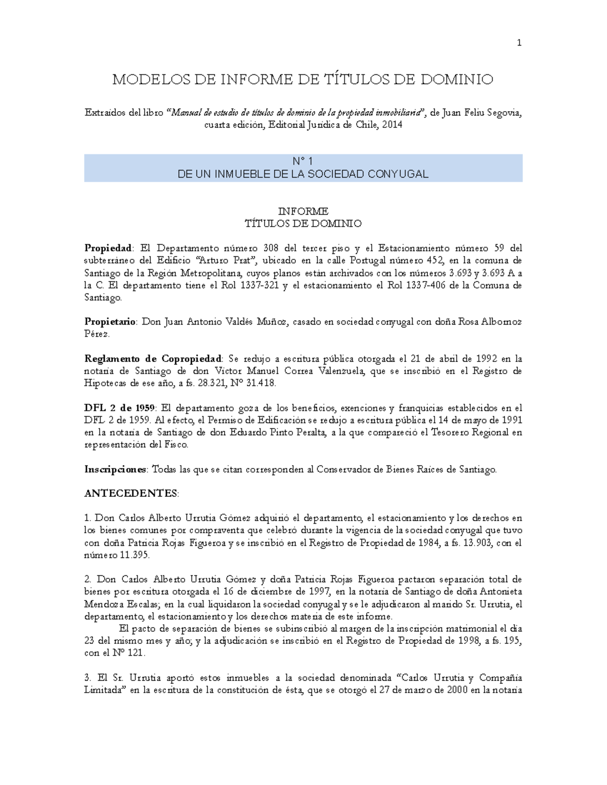 Modelos DE Informe DE TÍ Tulos DE Dominio - MODELOS DE INFORME DE ...