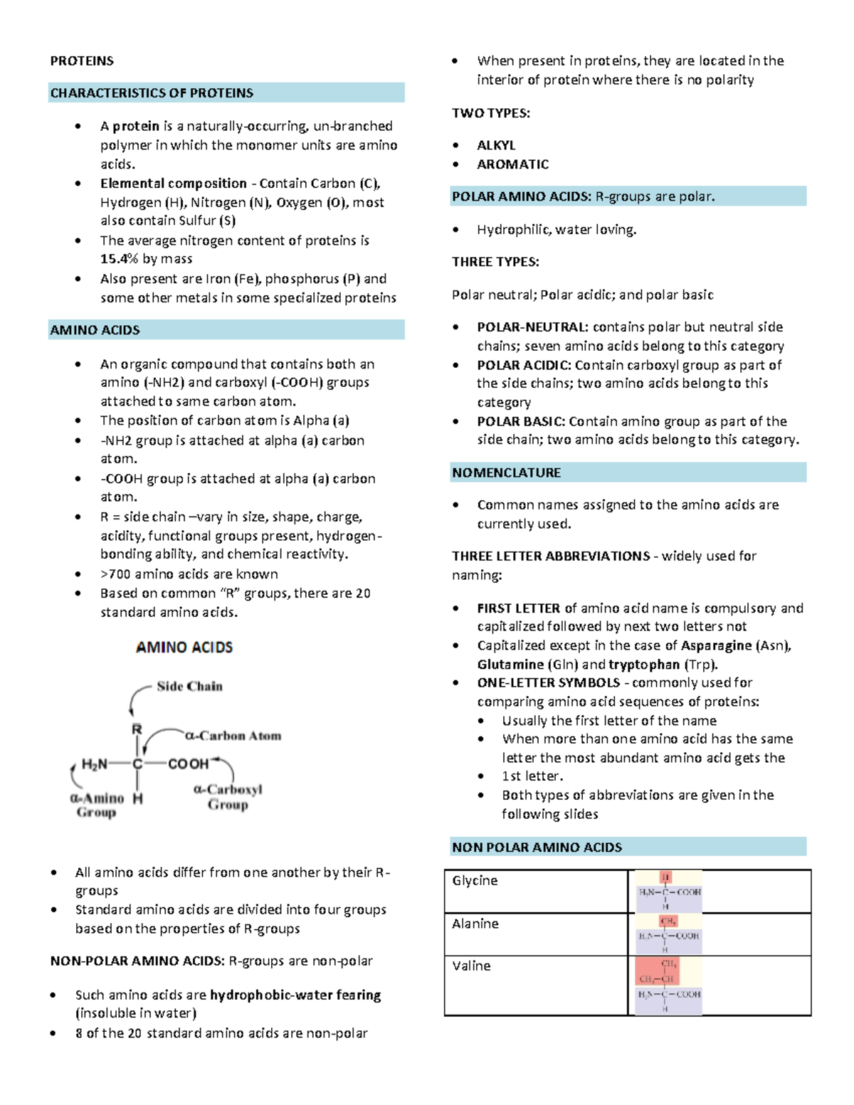 Biochem LAB Reviewer - PROTEINS CHARACTERISTICS OF PROTEINS A protein ...