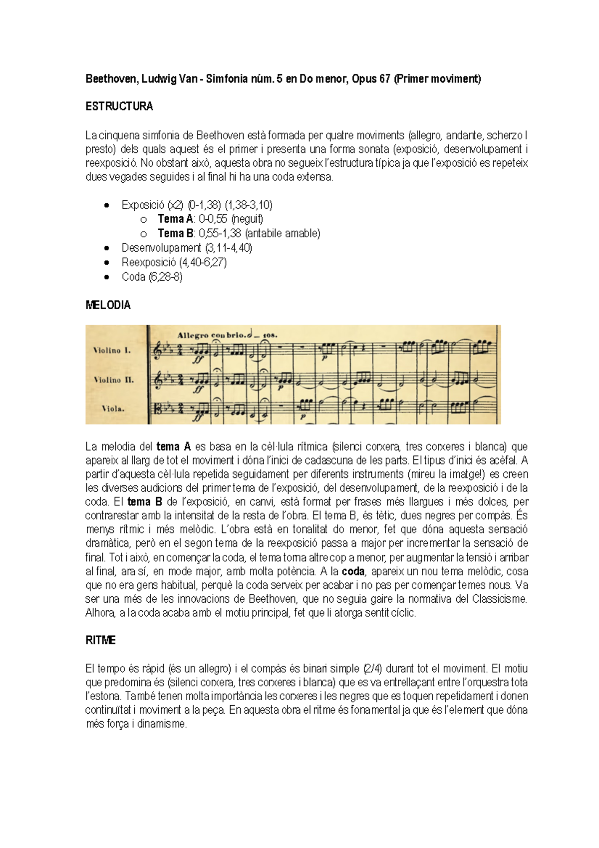 Beethoven Simfonia - Beethoven, Ludwig Van - Simfonia núm. 5 en Do ...