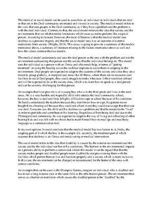 The Deaf Community in Relation to the Medical Model and the Social ...