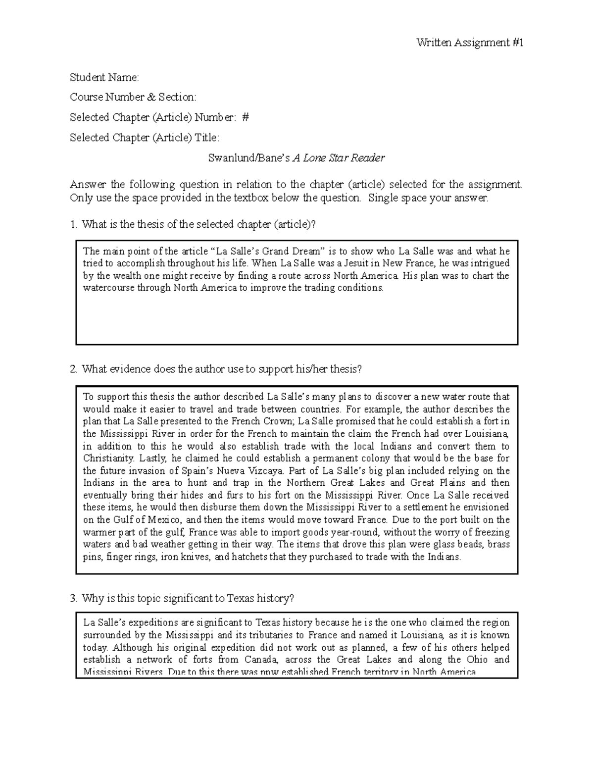 Written Assignment #1 - Written Assignment Student Name: Course Number ...