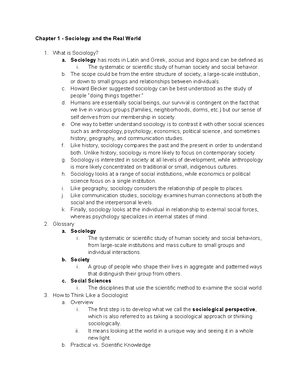 Intro to sociology ch 1 study guide - Ch 1 study guide: Identify the ...