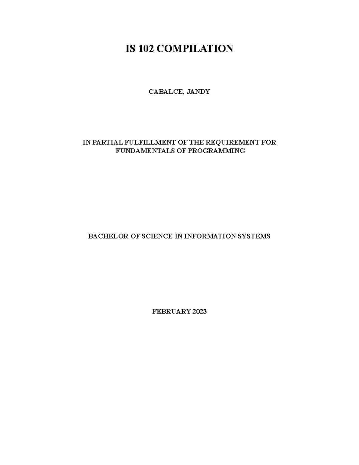 IS 102 Compilation - These are Java codes. - IS 102 COMPILATION CABALCE ...