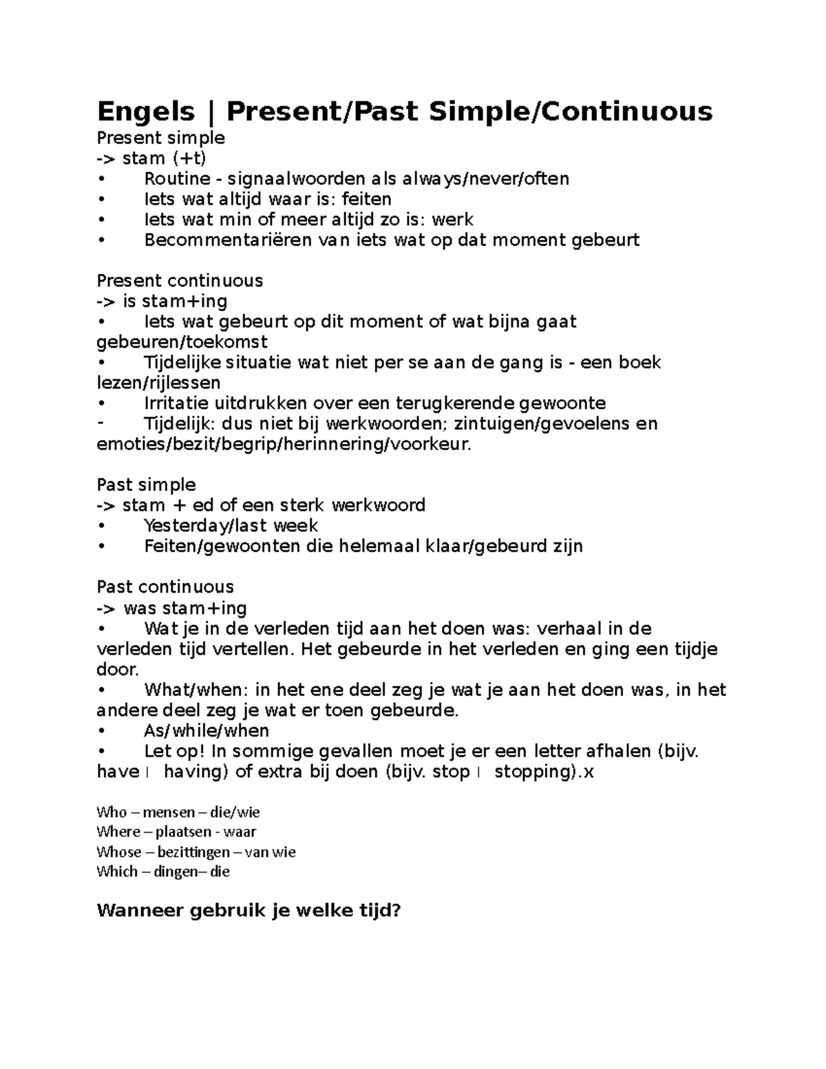 Werkwoordsvormen bijles Engels - Past simple, past perfect etc ...
