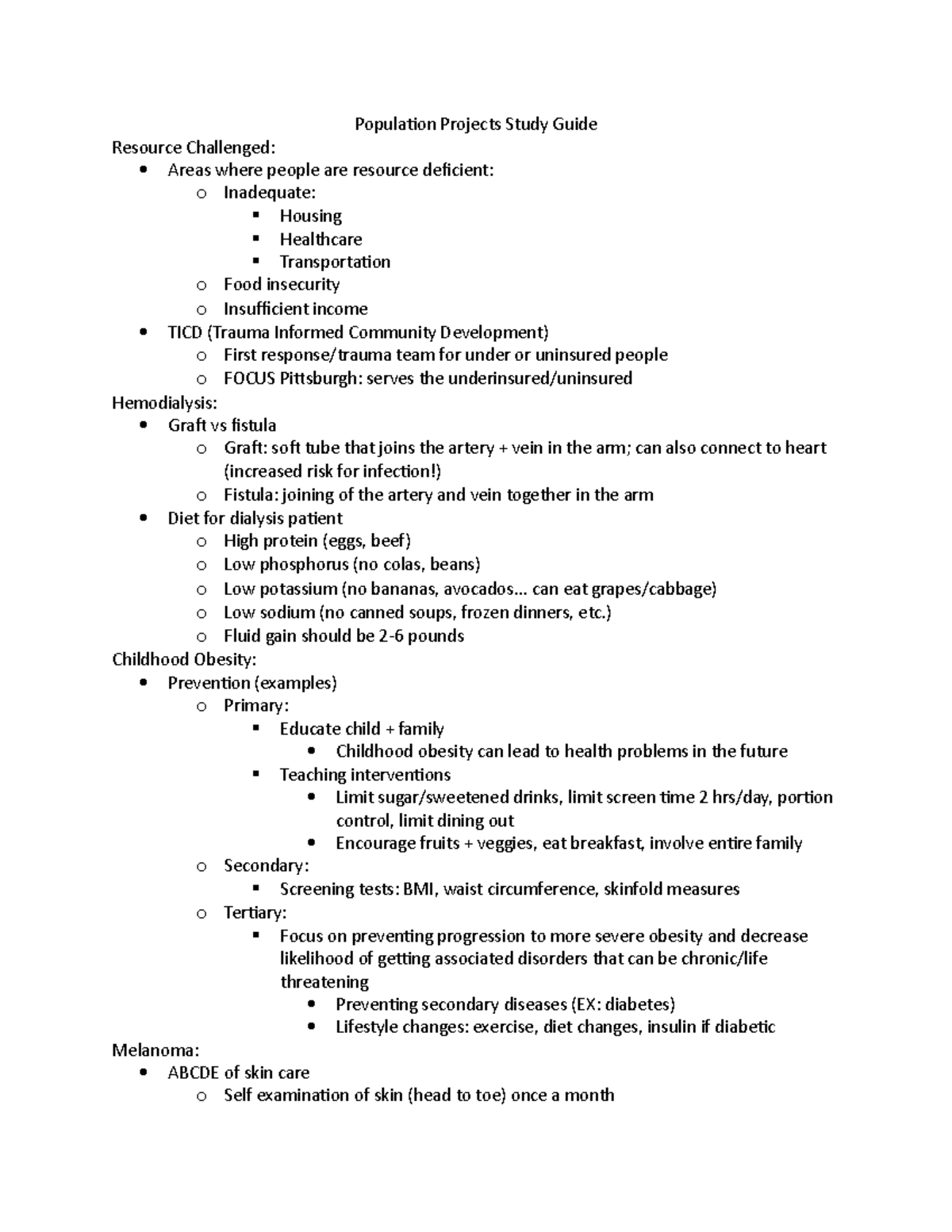 Population Projects Study Guide - Population Projects Study Guide ...