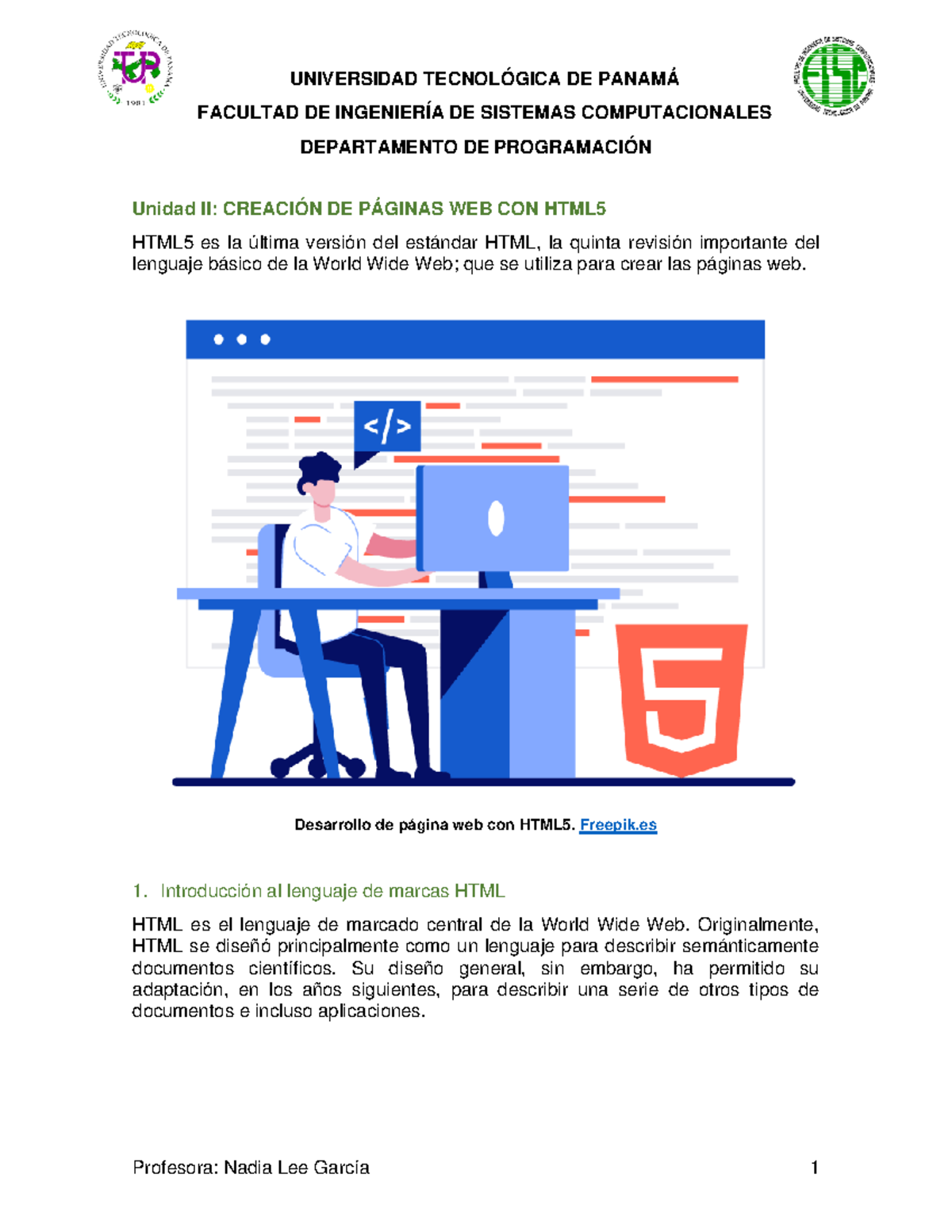 Clase 1 - FACULTAD DE INGENIERÍA DE SISTEMAS COMPUTACIONALES ...