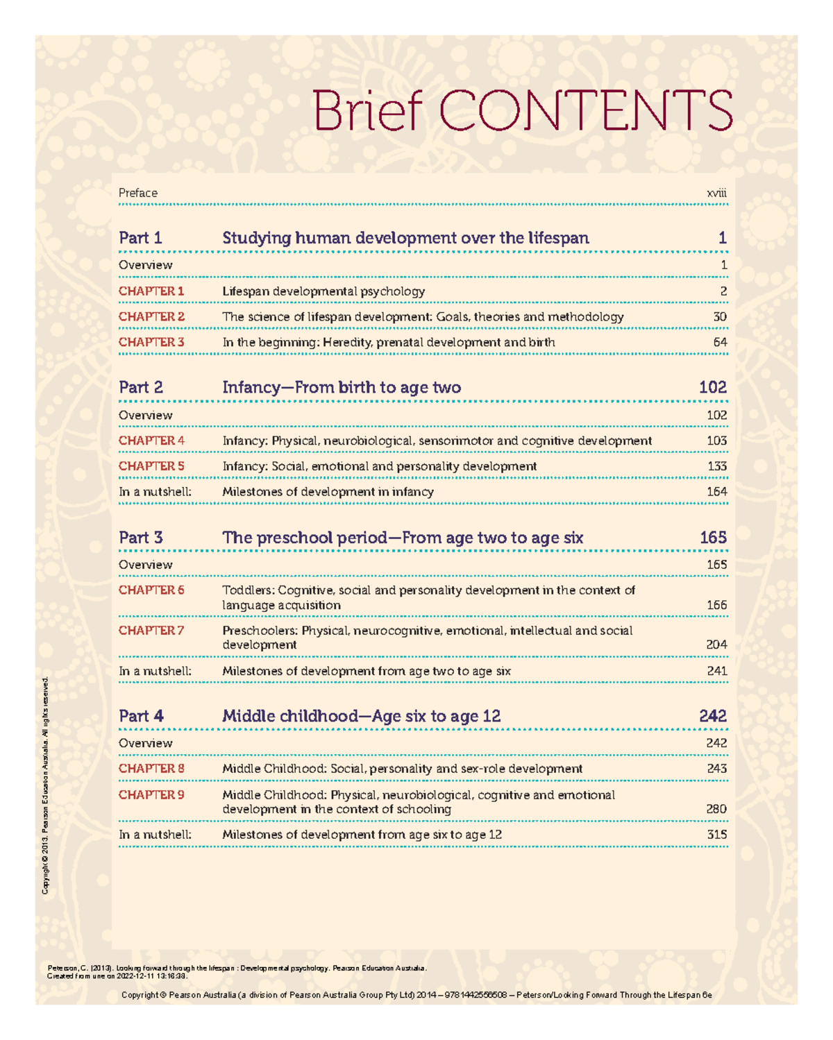 Looking Forward Through the Lifespan Developmental - Brief CONTENTS ...