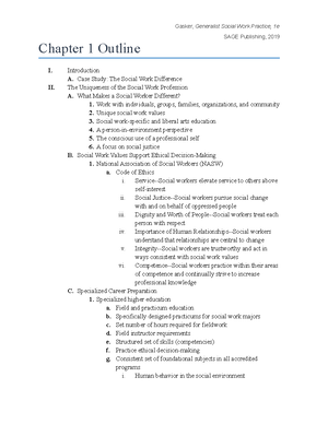 Gen Practice-I - Gasker-Chapter 3 Outline - Gasker, Generalist Social ...