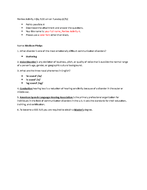 Review activity 9 - Review Activity 9 [by 9:30 am on Tuesday (3/9 ...