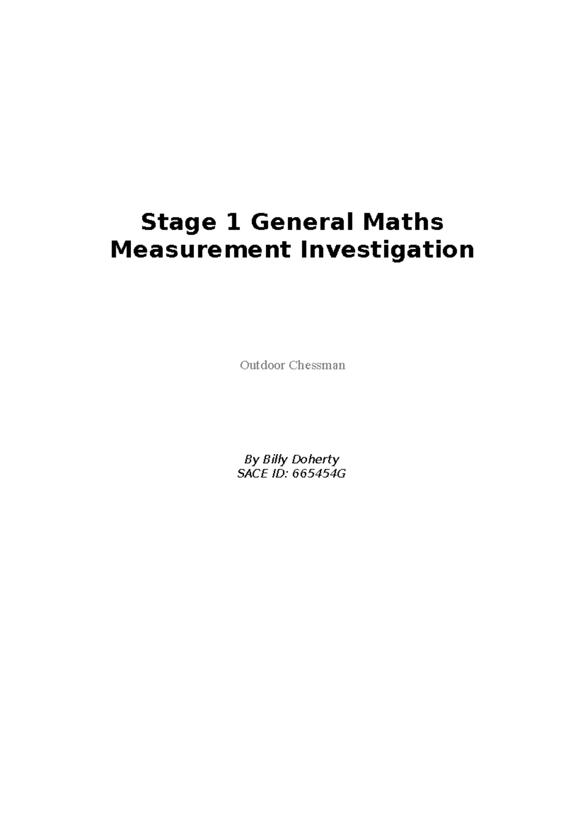 Stage 1 General Maths Measurement Investigation - As the bishop is a ...