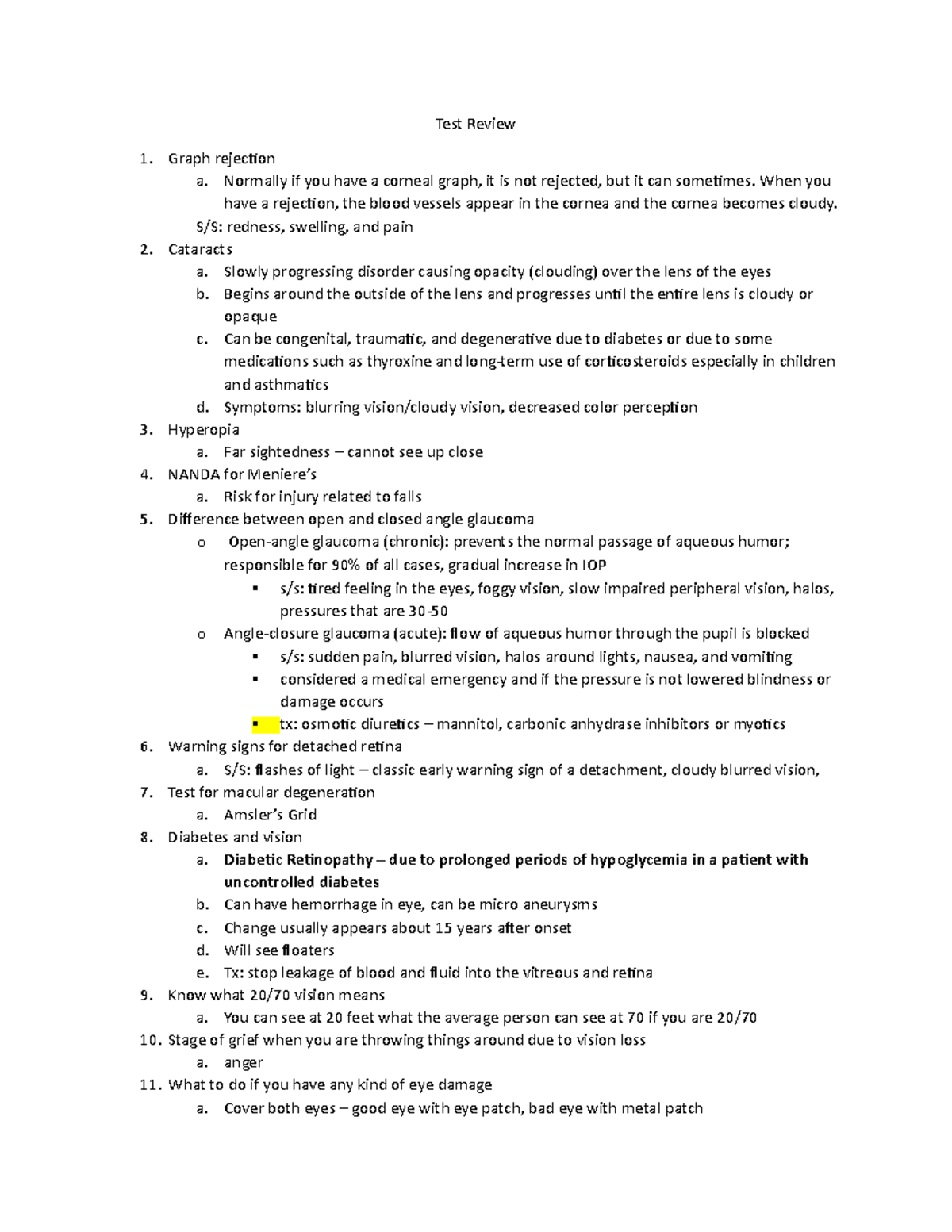 Eye and Ear Disorders Review - Studocu