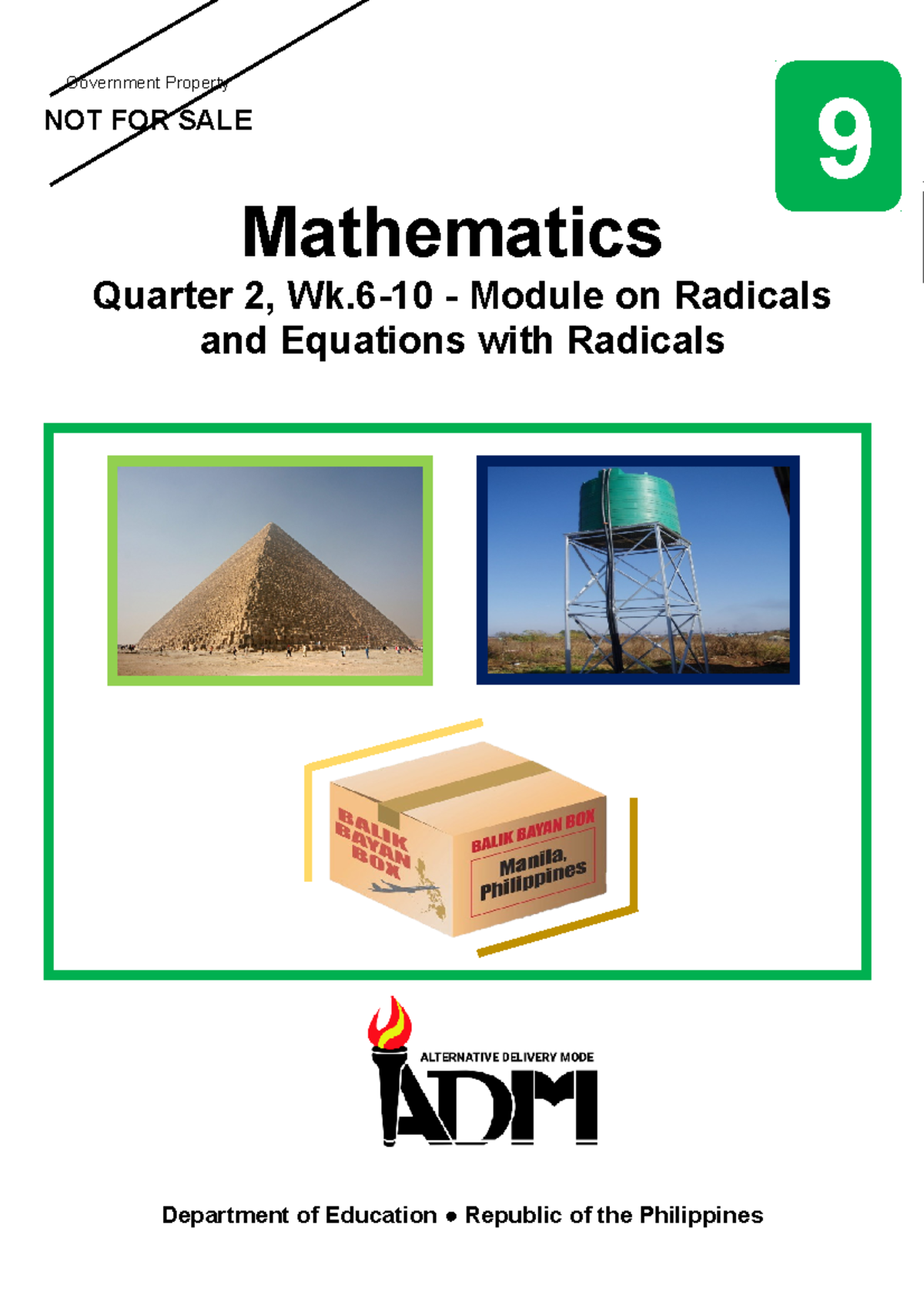 Math9 Q2 W10 Applicationsof Equationswith Radicals v2 - NOT Mathematics Quarter 2, Wk-10 ...