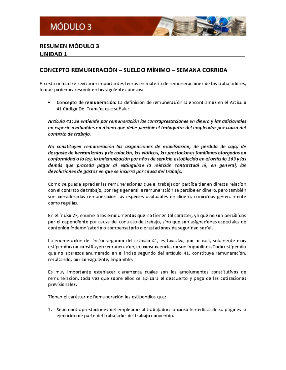 Definicion de conceptos imponibles y no imponibles 1 - RESUMEN MÓDULO 3 UNIDAD 1 CONCEPTO - Studocu
