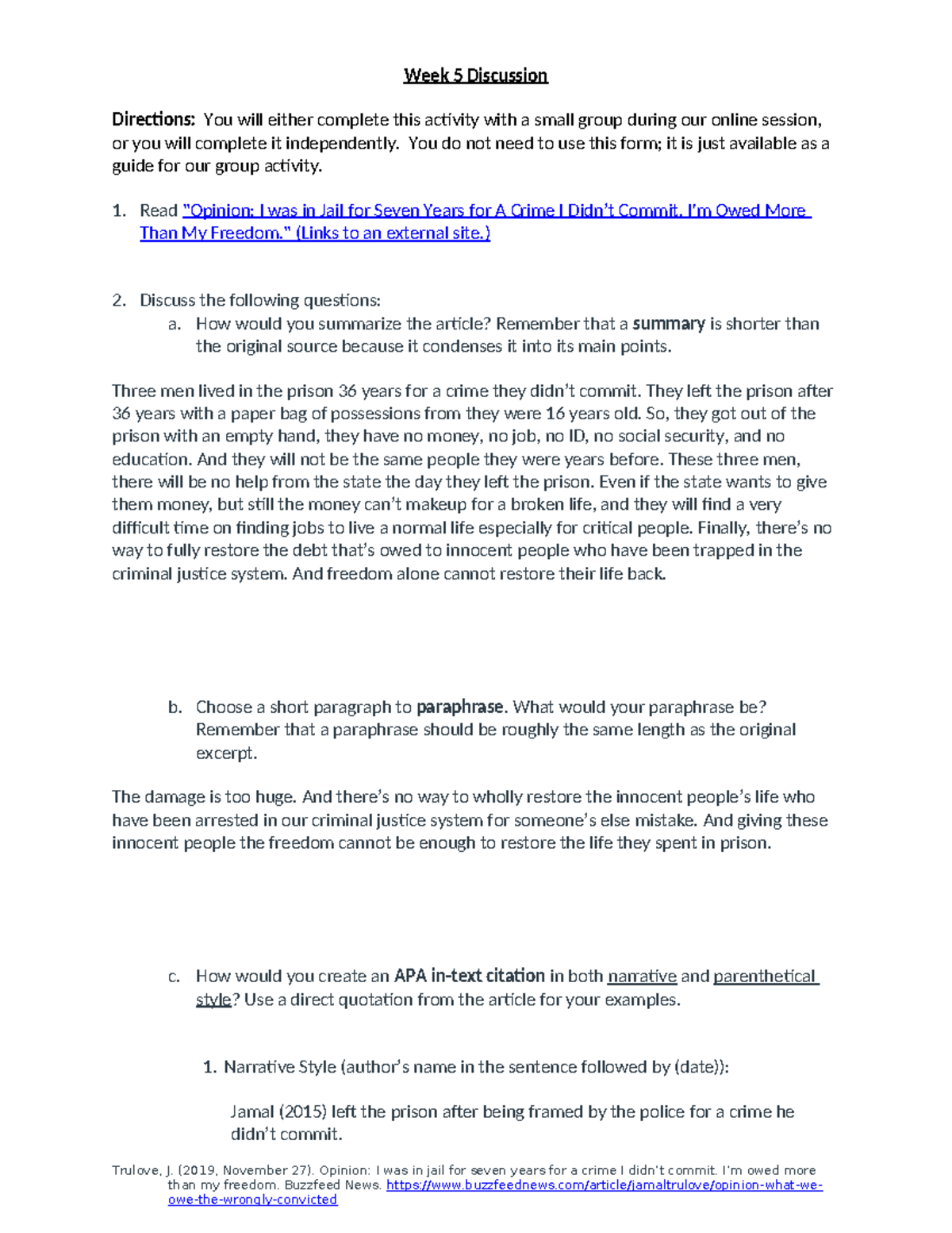 Week 5 Discussion Document - Week 5 Discussion Directions: You will ...