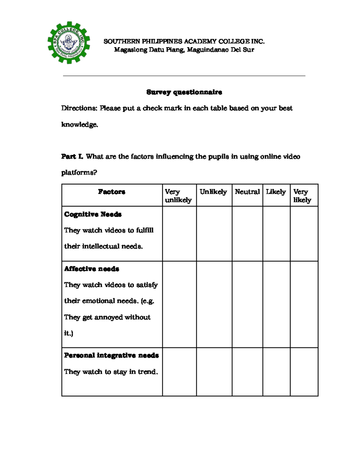Survey-3 - edfdfgfdgdfg - Magaslong Datu Piang, Maguindanao Del Sur ...