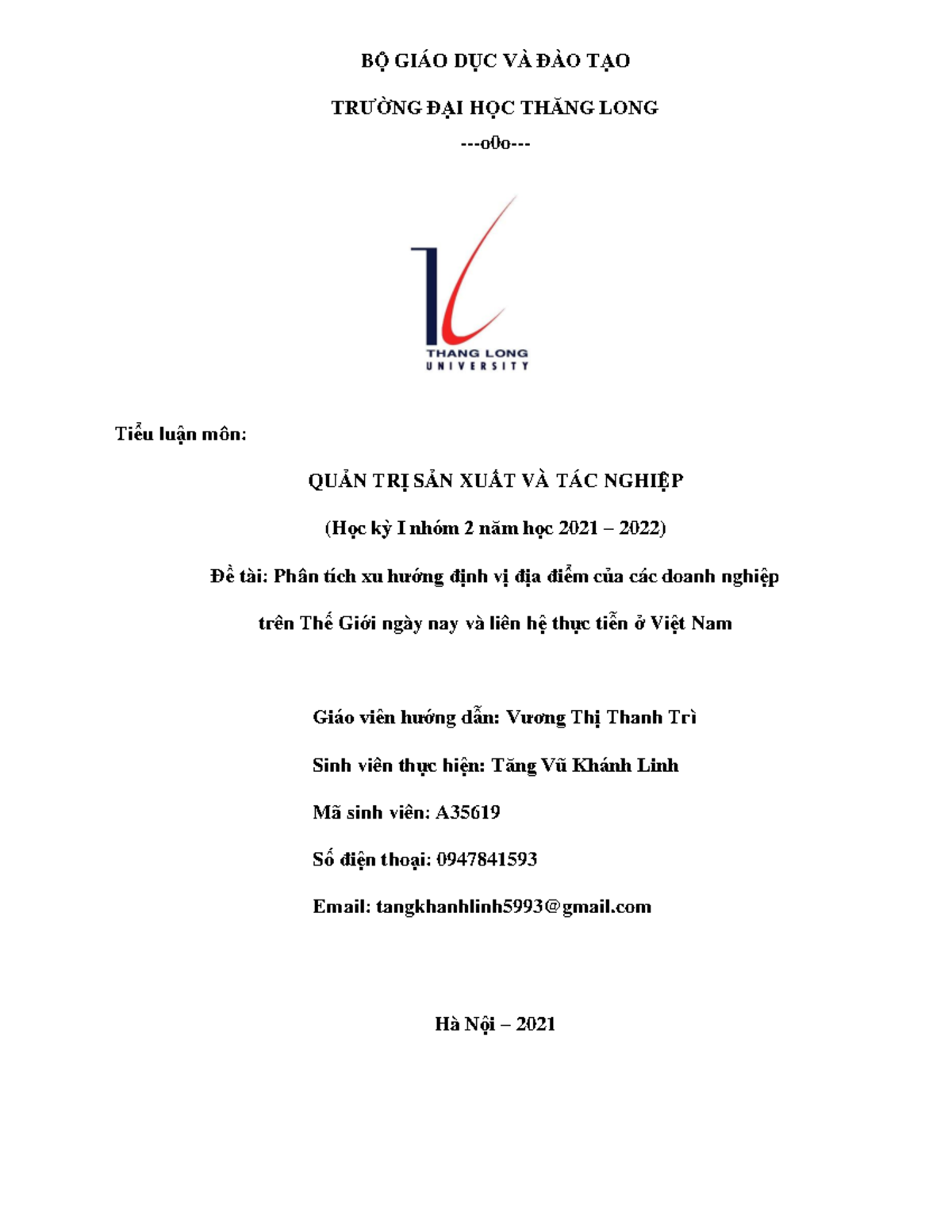 Bài-nộp-Tiểu-luận-lựa-chọn-địa-điểm BA211 - BỘ GIÁO DỤC VÀ ĐÀO TẠO ...