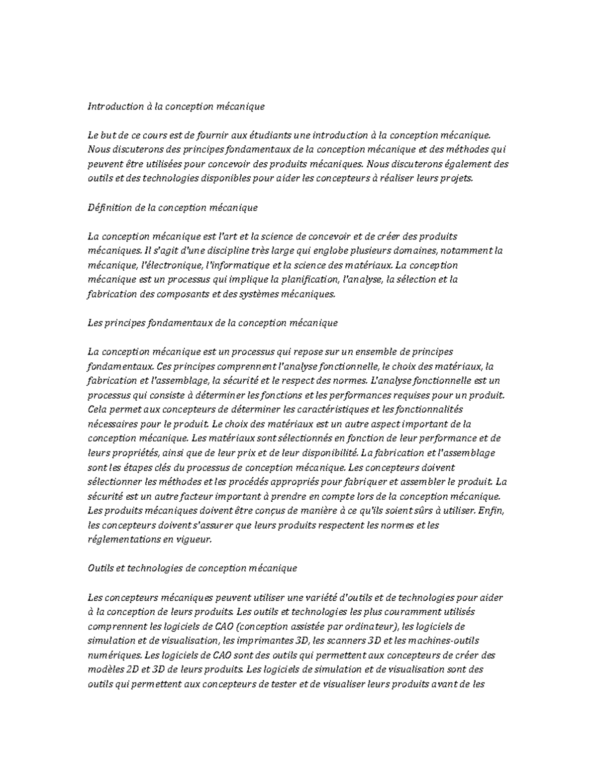 Mechanical Design Study Notes - Introduction à la conception mécanique ...